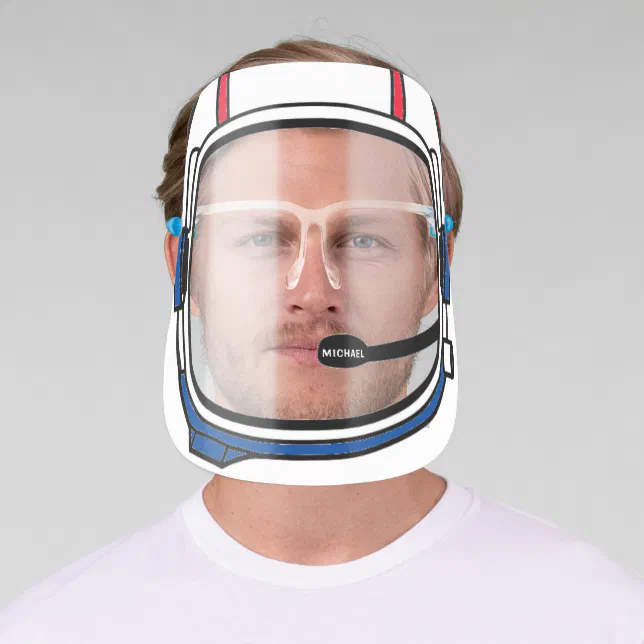 Blue Red Modern Personalized Astronaut Helmet Face Shield | Zazzle