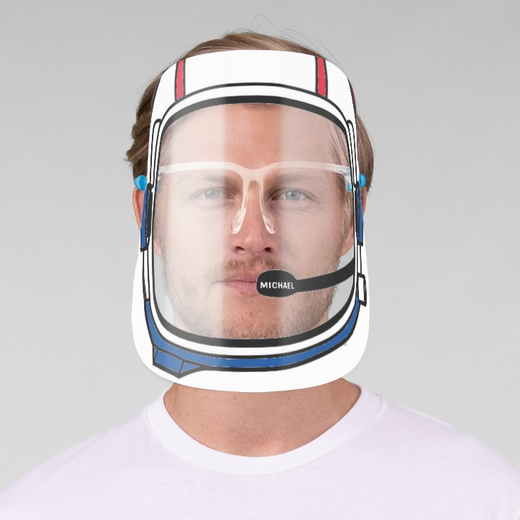 Blue Red Modern Personalized Astronaut Helmet Face Shield | Zazzle