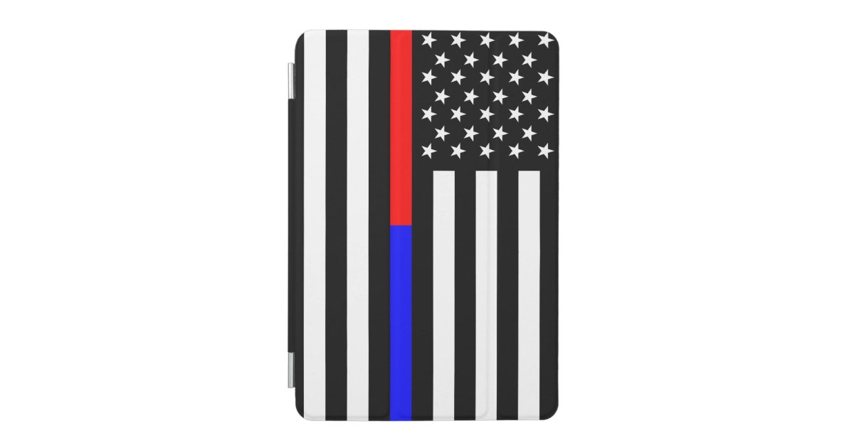 blue red thin line police firefighters symbol usa iPad mini cover | Zazzle