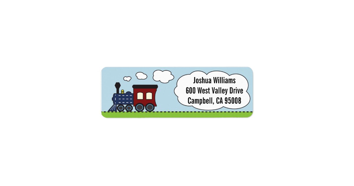 Blue/Red Train Address Labels | Zazzle