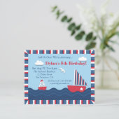Blue Red White Nautical Theme Birthday Party Invitation | Zazzle