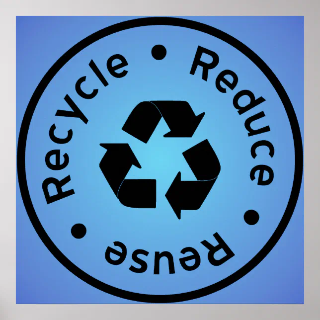 Blue Reduce, Reuse, Recycle Poster | Zazzle