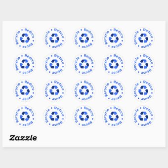 Blue Reduce Reuse Recycle Sticker | Zazzle