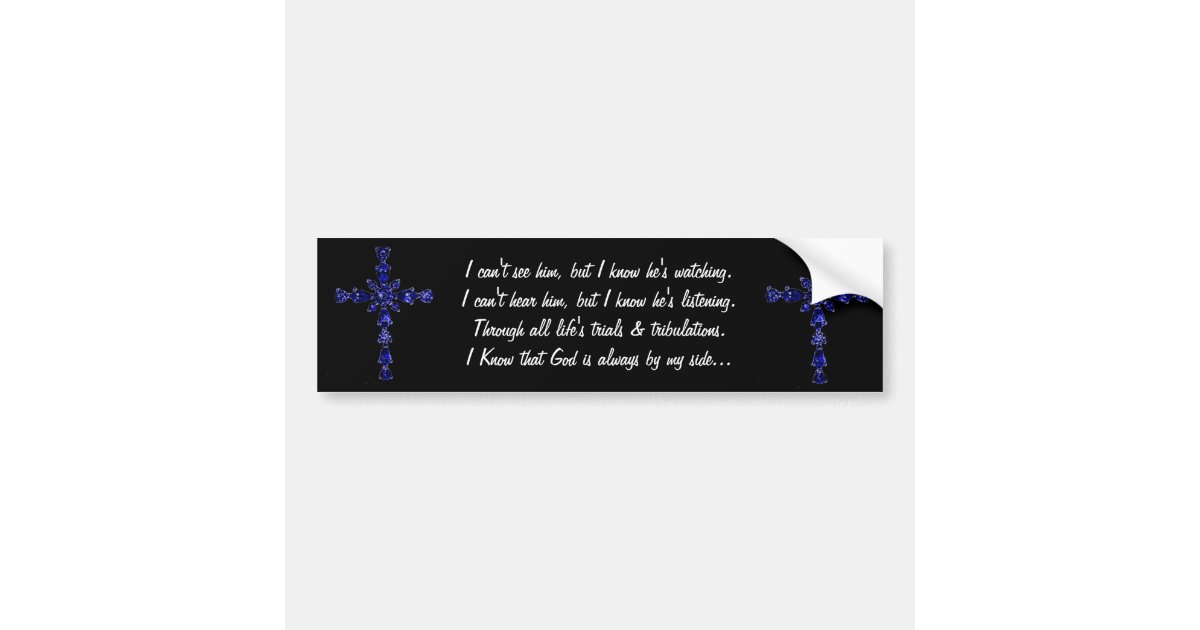 Blue religious cross bumper sticker | Zazzle