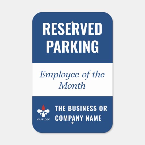 Blue Reserved Parking Employee of the Month Logo Metal Sign | Zazzle