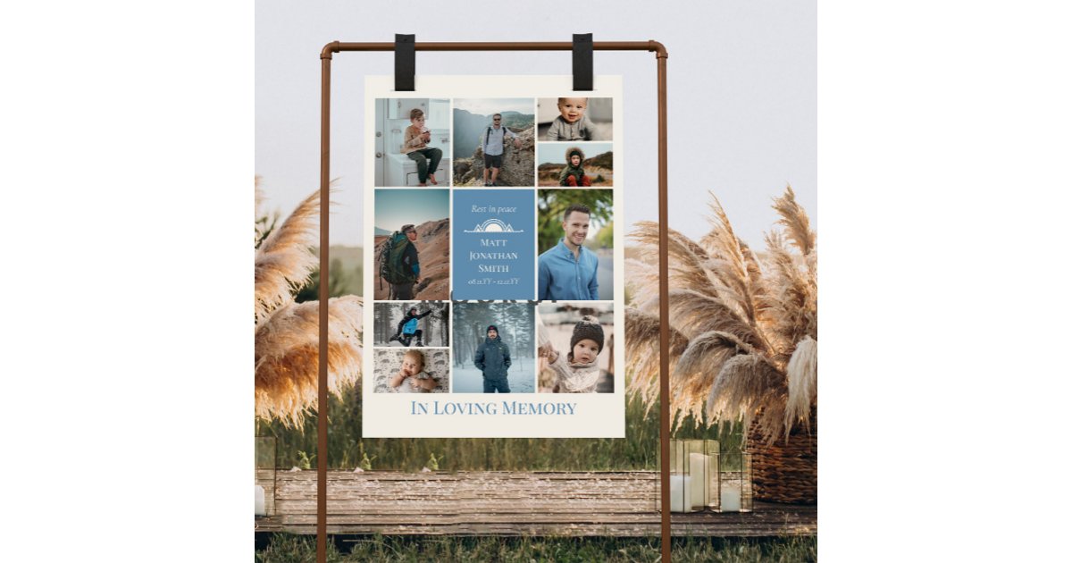 Blue Rest In Peace Photo Collage In Loving Memory Foam Board | Zazzle