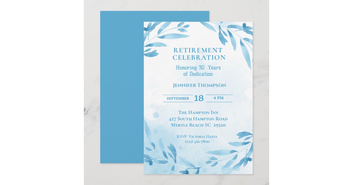 Blue Retirement Party Celebration Invitation | Zazzle
