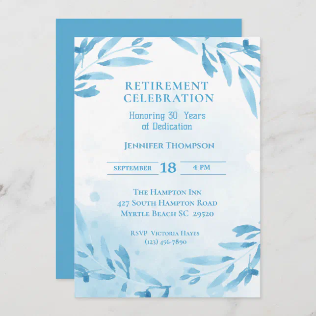 Blue Retirement Party Celebration Invitation | Zazzle