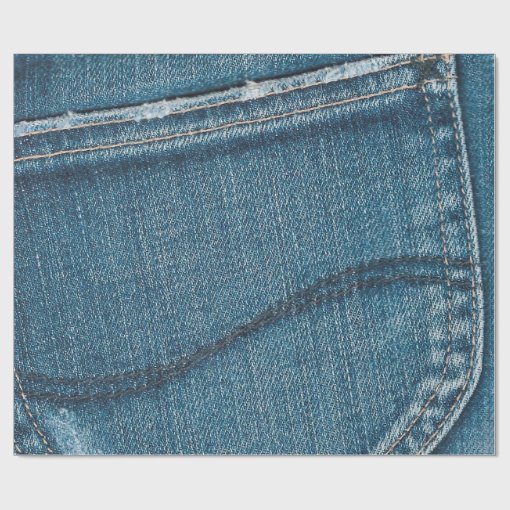 Blue Retro Denim Texture Wrapping Paper | Zazzle