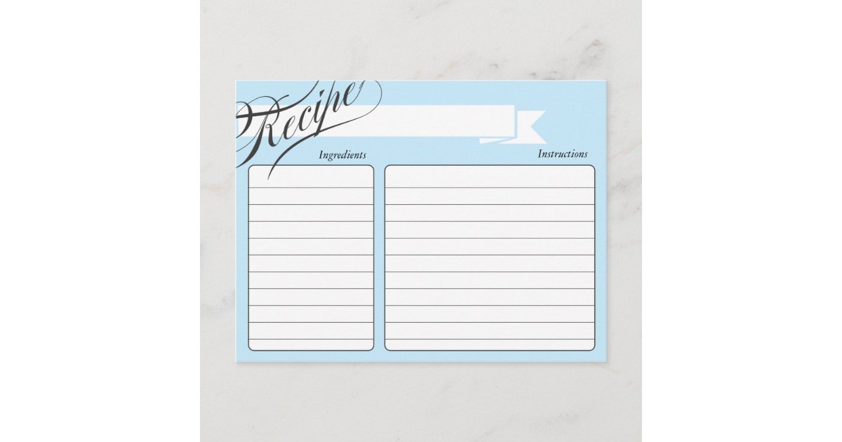 Blue Retro Recipe Card | Zazzle