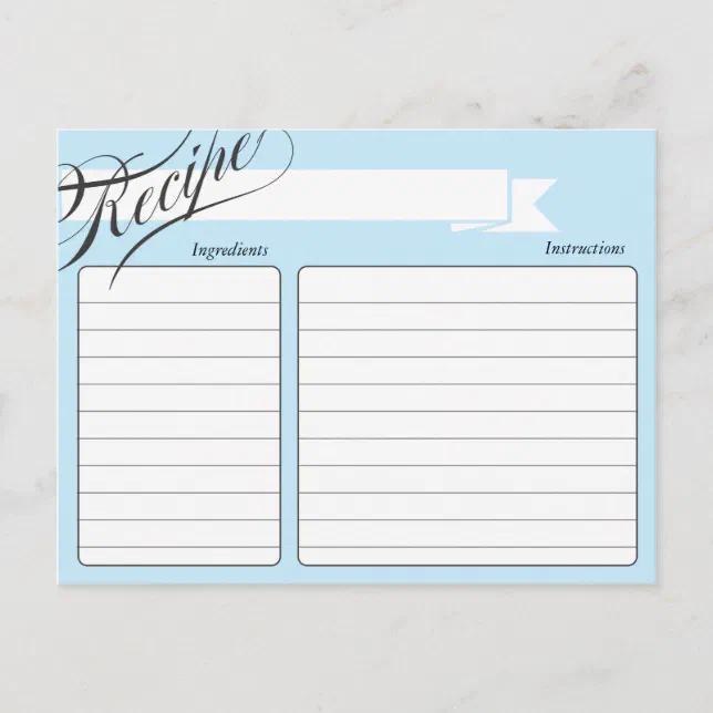Blue Retro Recipe Card | Zazzle
