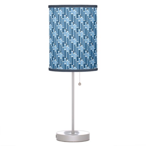 Blue Retro Rectangle Pattern Table Lamp | Zazzle