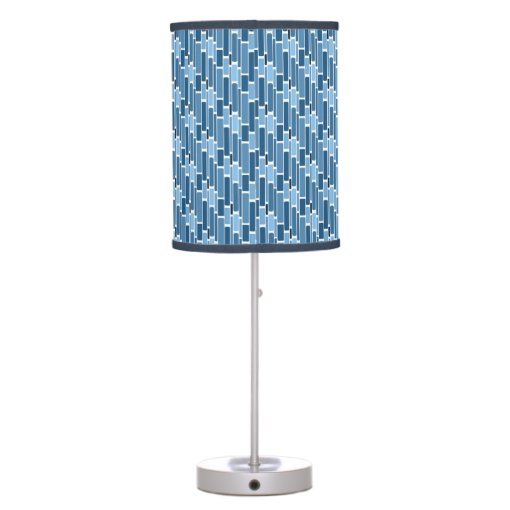 Blue Retro Rectangle Pattern Table Lamp | Zazzle