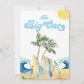 Blue Retro Wave Surf The Big One 1st Birthday Invitation | Zazzle