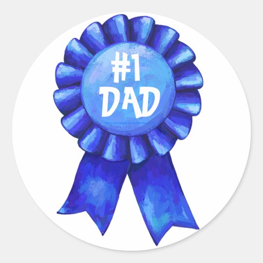 Blue Ribbon #1 Dad Stickers | Zazzle.com