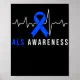 Blue Ribbon ALS Awareness Heartbeat Poster | Zazzle