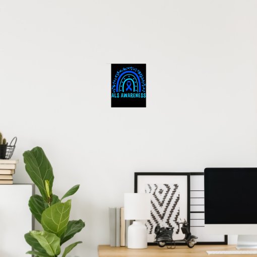 Blue Ribbon ALS Awareness Rainbow Poster | Zazzle