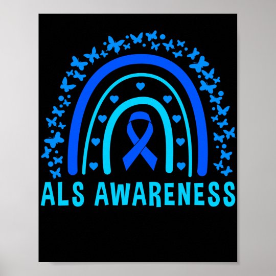 Blue Ribbon ALS Awareness Rainbow Poster | Zazzle.com