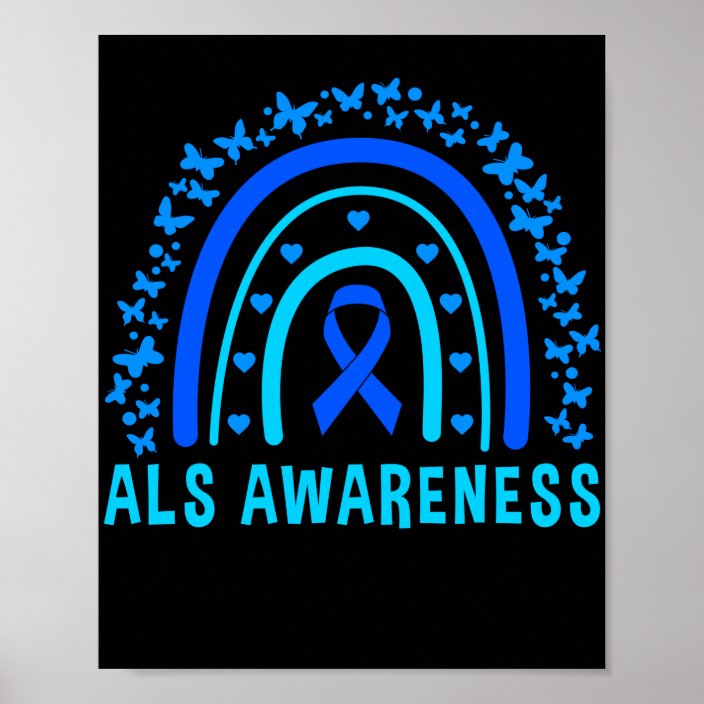 Blue Ribbon ALS Awareness Rainbow Poster | Zazzle.com
