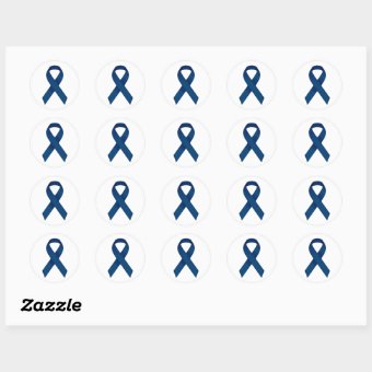 Blue ribbon classic round sticker | Zazzle