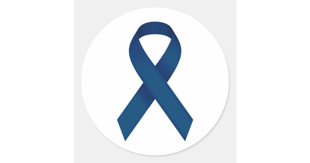 Blue ribbon classic round sticker | Zazzle