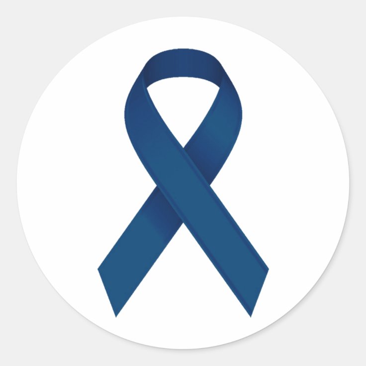 Blue ribbon classic round sticker | Zazzle