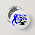 Blue Ribbon Colon Cancer Awareness Month Button | Zazzle