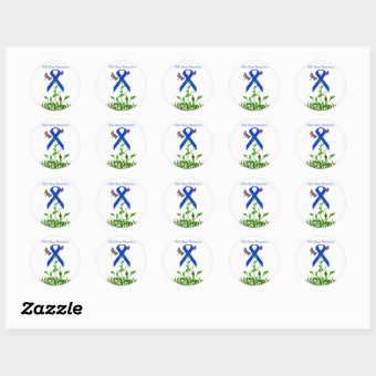 Blue ribbon flower Child Abuse Prevention stickers | Zazzle