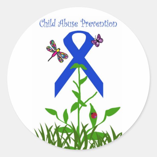 Blue ribbon flower Child Abuse Prevention stickers | Zazzle