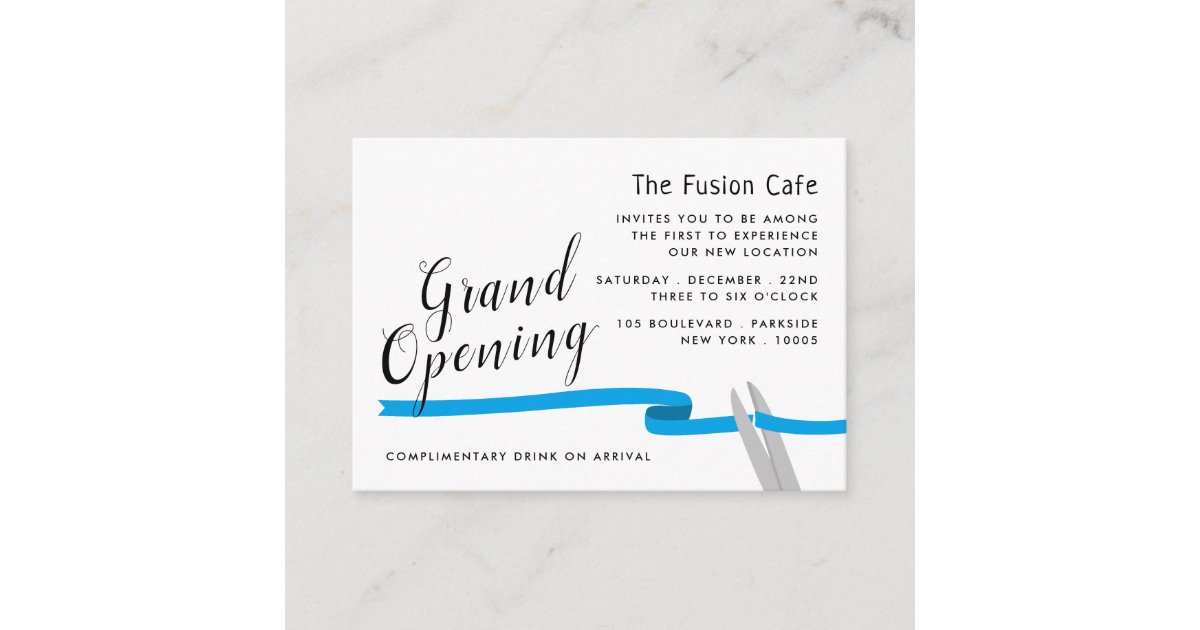 Blue Ribbon, Grand Opening Ceremony Card | Zazzle