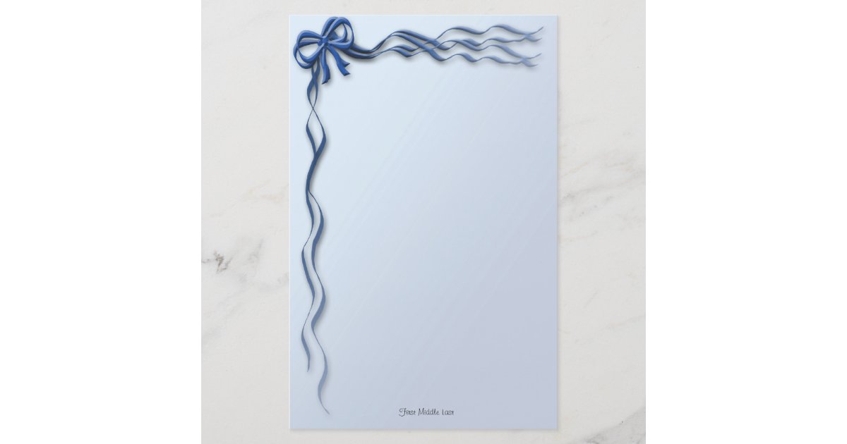 Blue Ribbons & Bows Borders Stationery | Zazzle