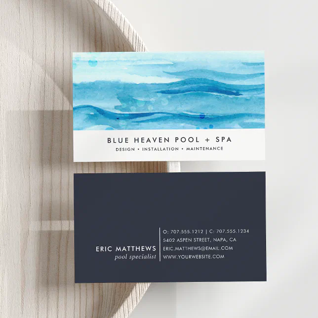 Blue Ripple | Pool Care or Swim Business Card | Zazzle