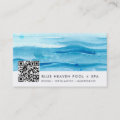 Blue Ripple | Pool Care or Swim QR Code Business Card | Zazzle
