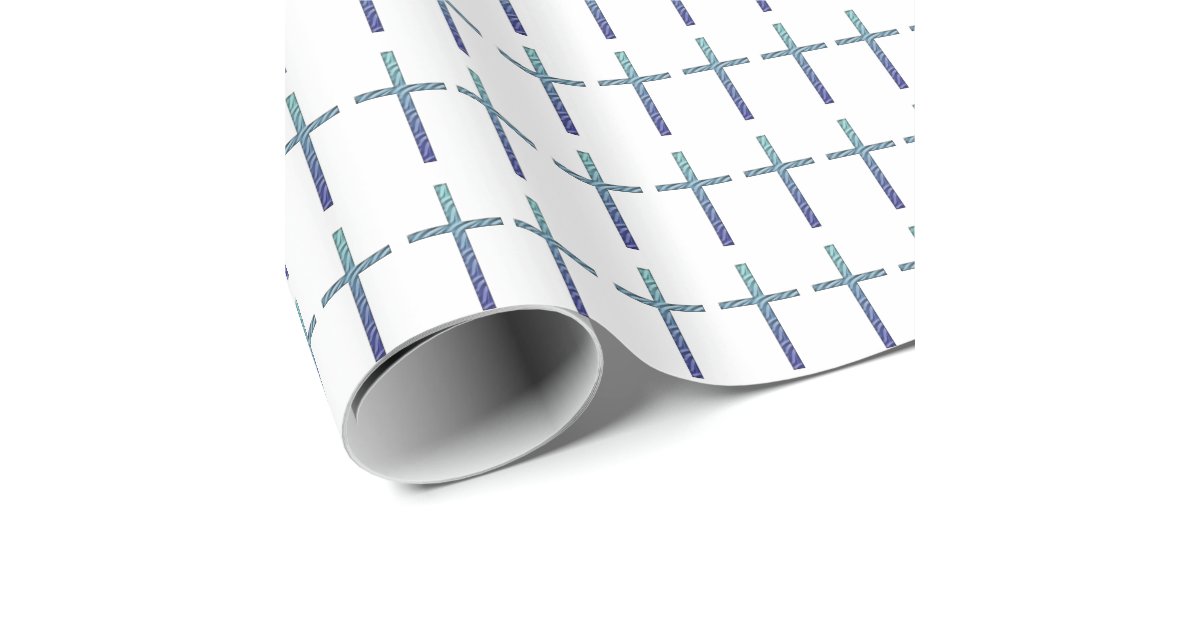 Blue Ripples Effect/Religious Cross Wrapping Paper | Zazzle
