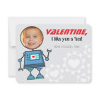 Blue Robot Valentines Day Boy Photo Classroom Holiday Card | Zazzle
