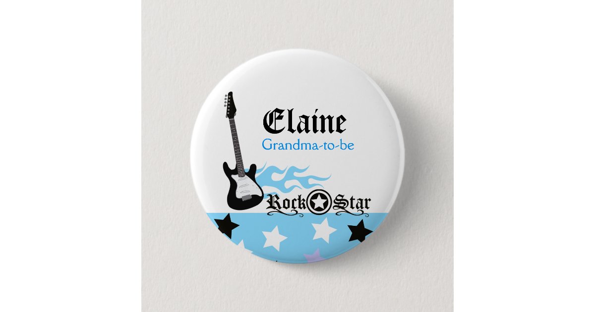 Blue Rock Star NAME TAG Personalized Button | Zazzle