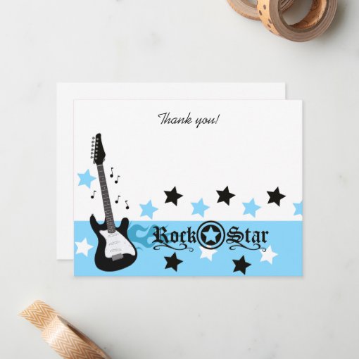 Blue Rocker Rock Star 4x5 Flat Thank you note | Zazzle