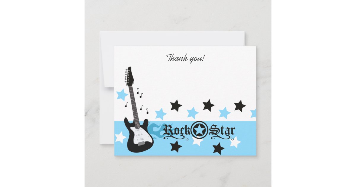 Blue Rocker Rock Star 4x5 Flat Thank you note | Zazzle
