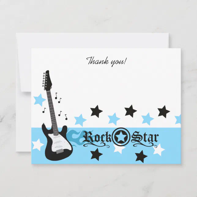 Blue Rocker Rock Star 4x5 Flat Thank you note | Zazzle