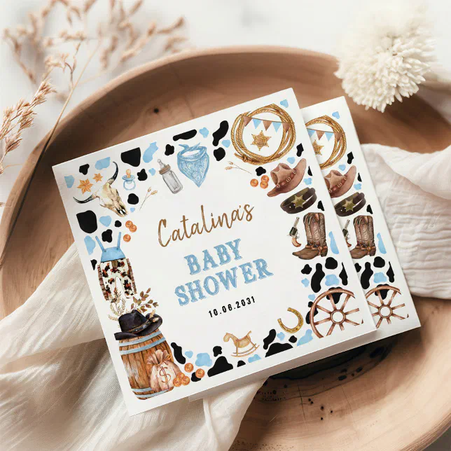 Blue Rodeo Western Cowboy Baby Shower Napkins | Zazzle