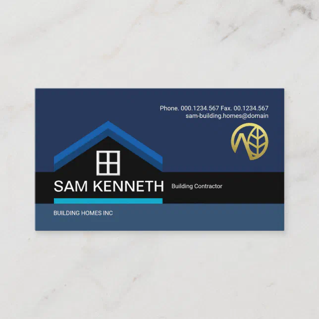 Blue Roof Window Building Builder Construction Business Card | Zazzle