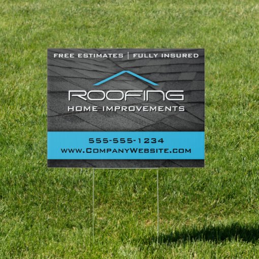 Blue Roofing Professional Yard Sign Medium | Zazzle