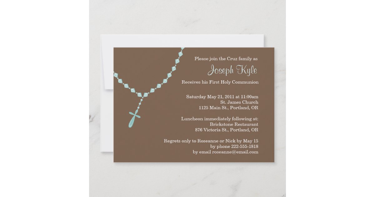 Blue Rosary Invitation | Zazzle