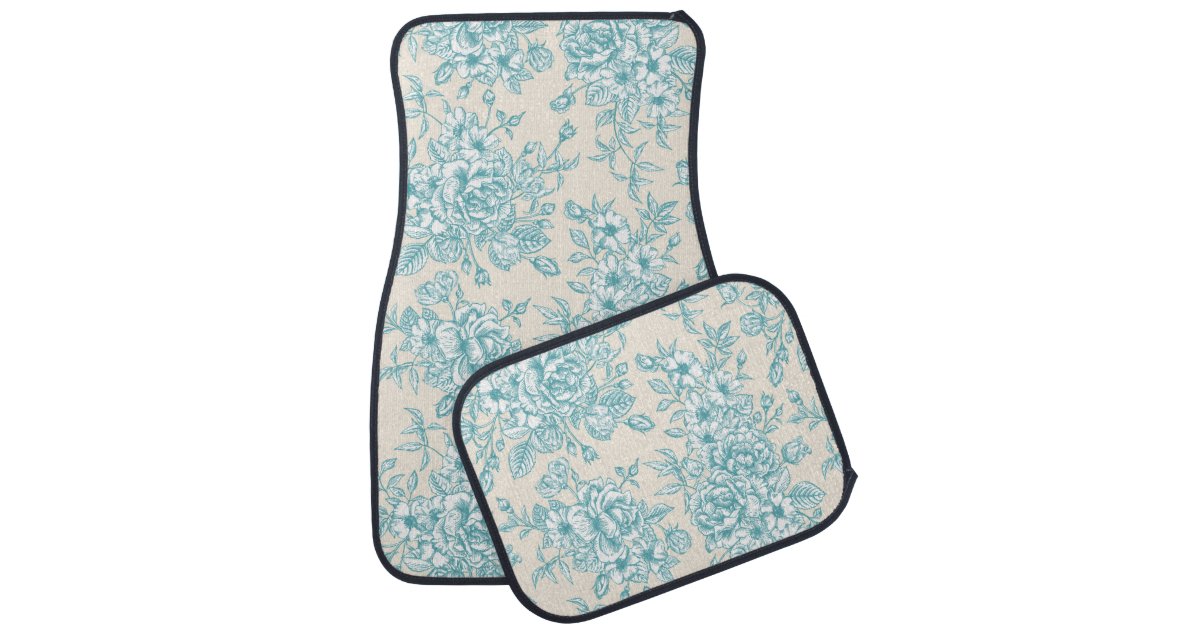 Blue Rose Bouquet Garden Floral Pattern Car Floor Mat | Zazzle