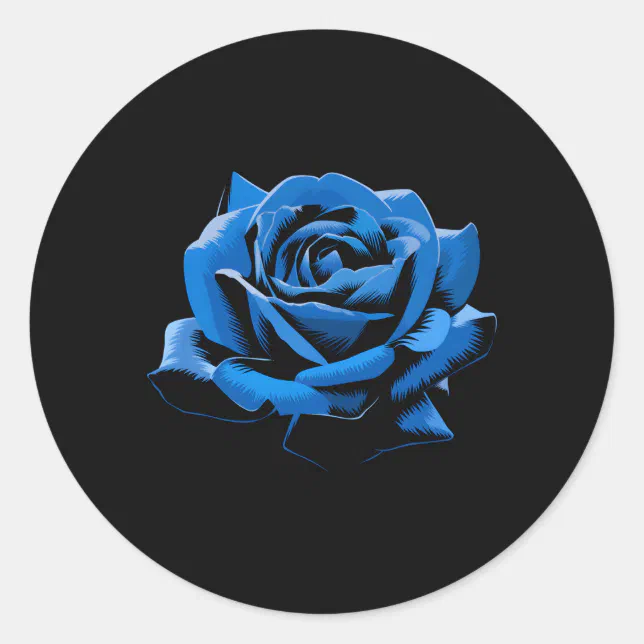 Blue Rose Flower Beautiful Classic Round Sticker | Zazzle