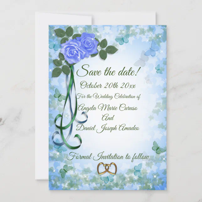 Blue Roses elegant Invitation | Zazzle