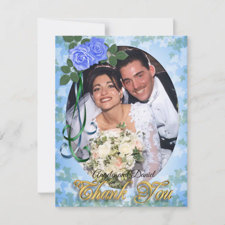 Blue Roses elegant Thank you card | Zazzle