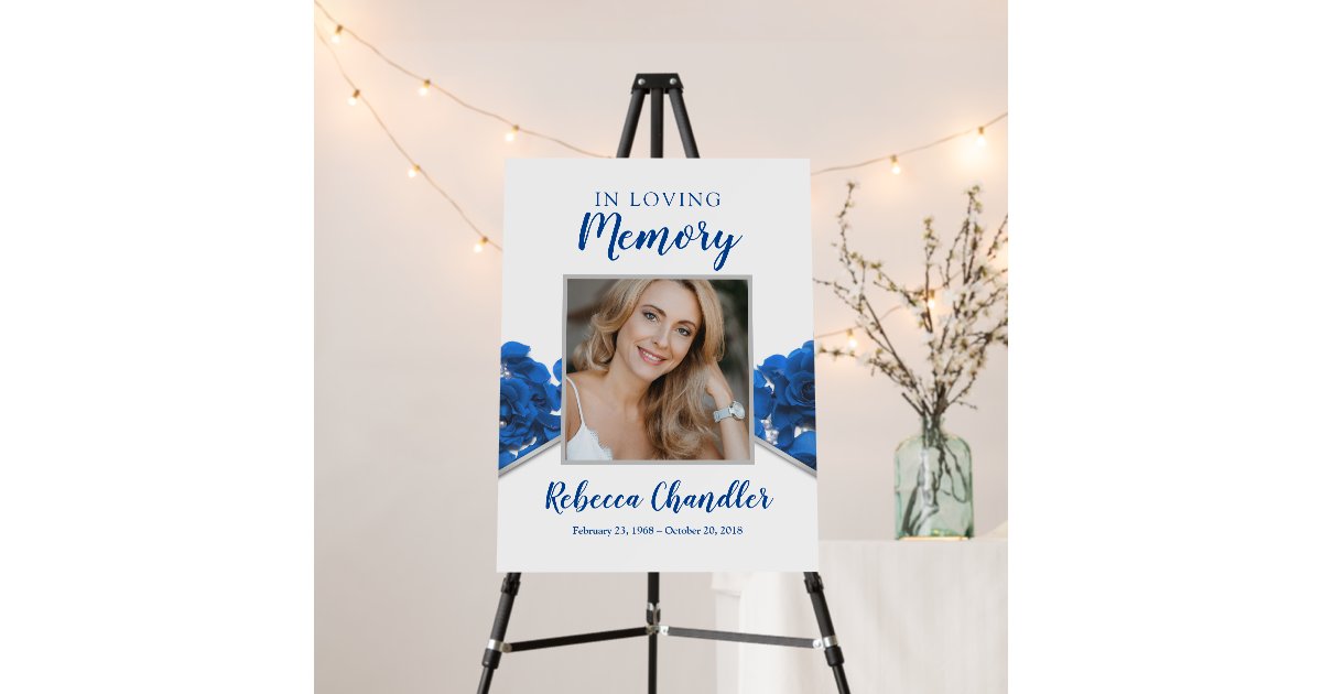 Blue Roses Funeral Memorial Photo Foam Poster | Zazzle