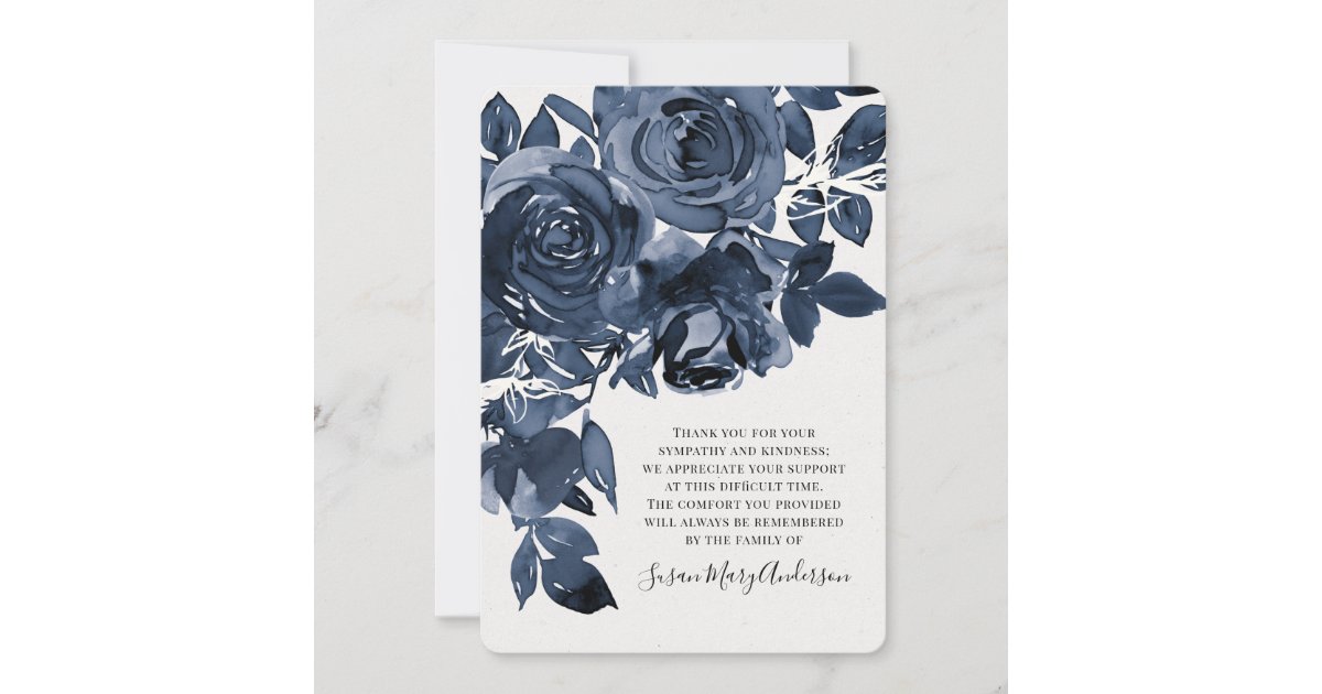 Blue Roses Funeral Memorial Thank You | Zazzle