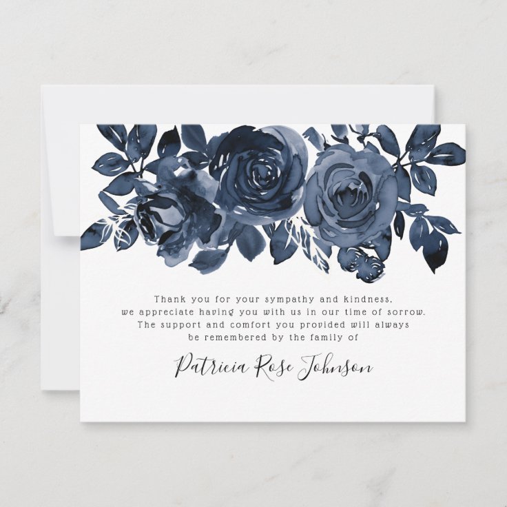 Blue Roses Funeral Memorial Thank You | Zazzle